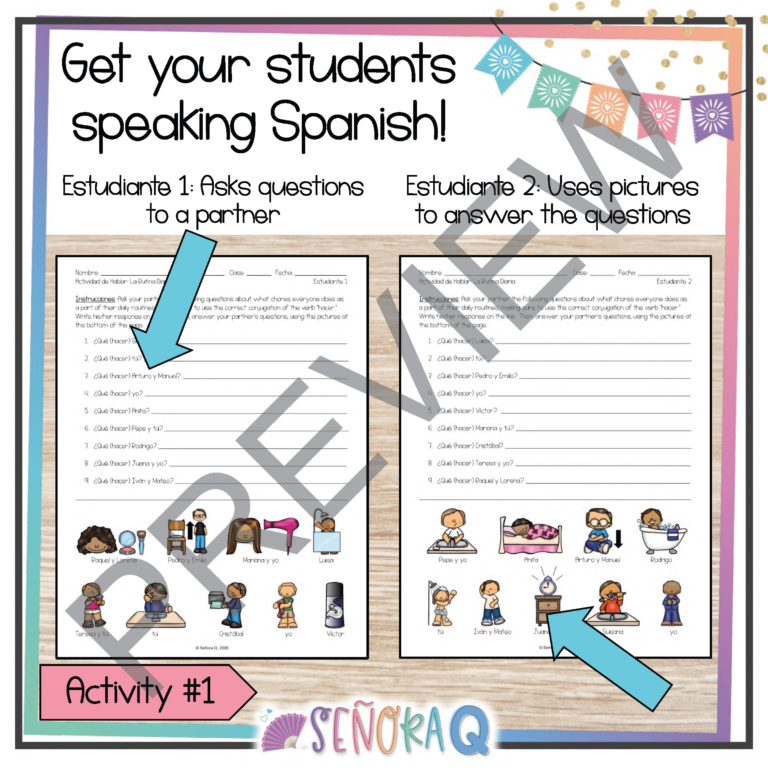 Spanish Daily Routine and Reflexive Verbs Speaking Activities | Made By ...