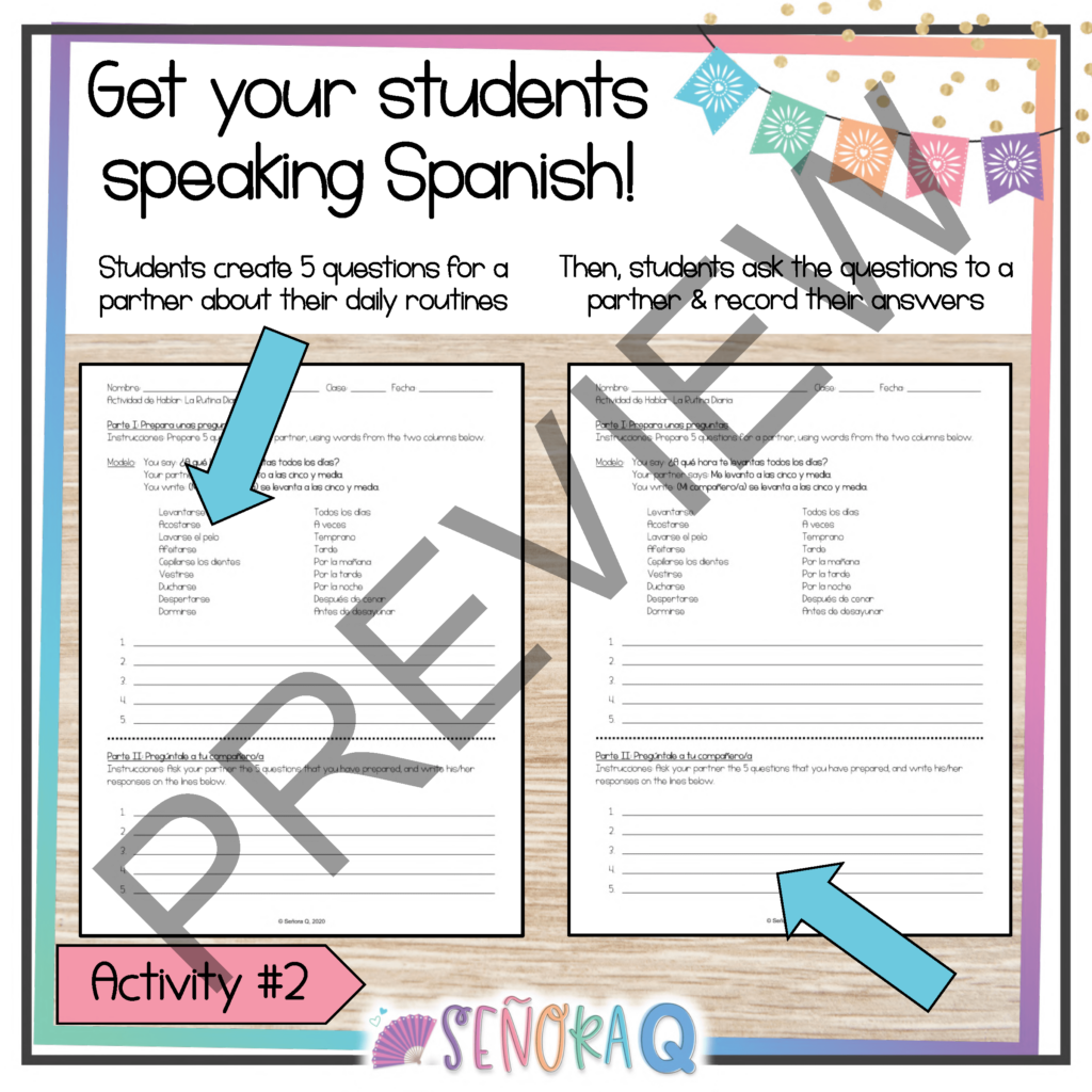 Spanish Daily Routine and Reflexive Verbs Speaking Activities | Made By ...