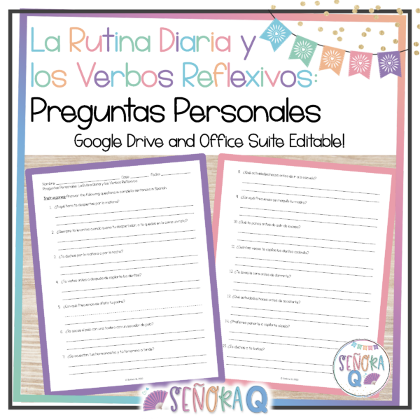 Spanish Daily Routine and Reflexive Verbs Preguntas Personales ...