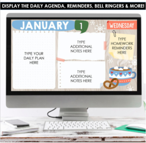 Daily Agenda Google™ Slides & PowerPoint - Editable - WINTER MONTHS ...