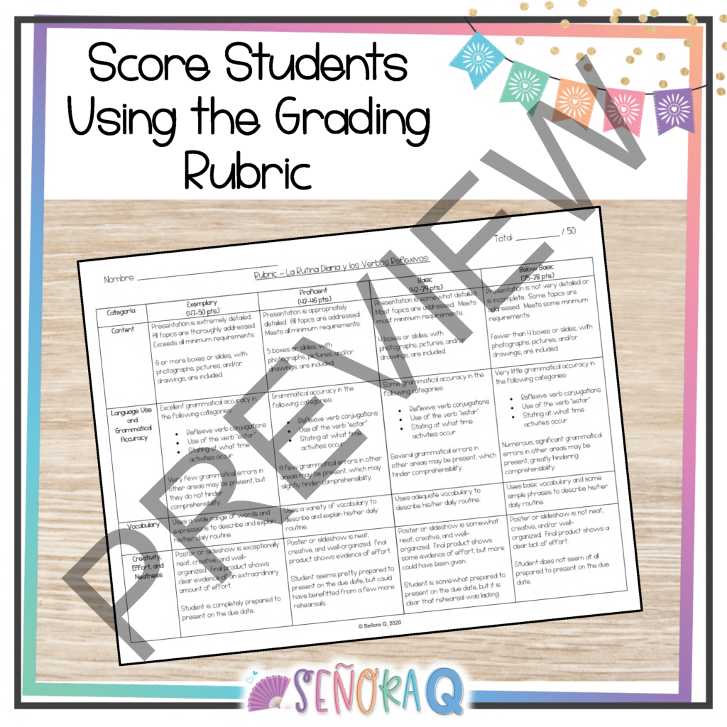 Spanish Daily Routine Oral Presentation | Made By Teachers