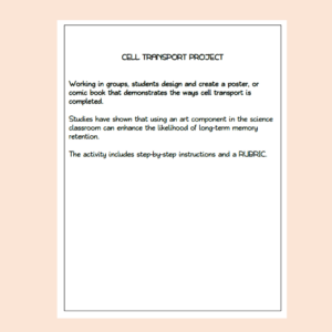 Cell Transport Poster/Comic Book Project | Made By Teachers