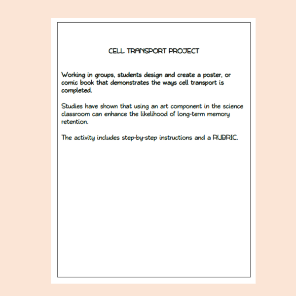 Cell Transport Poster/Comic Book Project | Made By Teachers