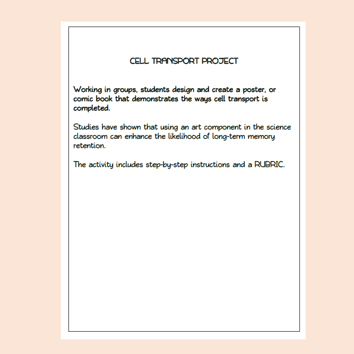 Cell Transport Poster/Comic Book Project | Made By Teachers