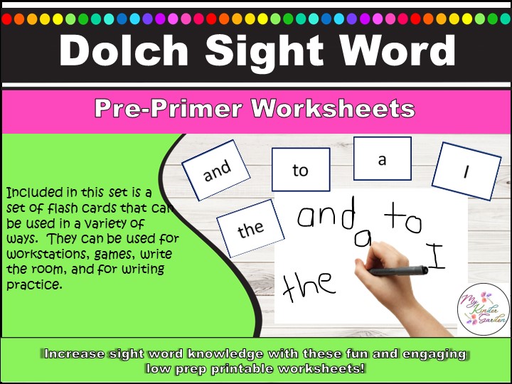 Pre-Primer Sight Words Printable Worksheets | Dolch Sight Word Practice ...