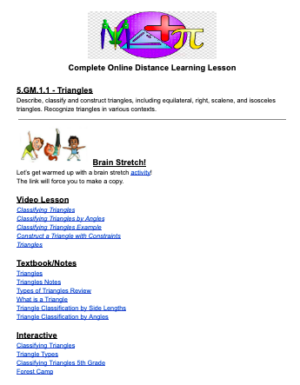 Complete Online Distance Learning 5th Math Triangles 5.GM.1.1 | Made By ...