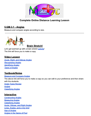 Complete Online Distance Learning 5th Math Angles 5.GM.3.1 | Made By ...