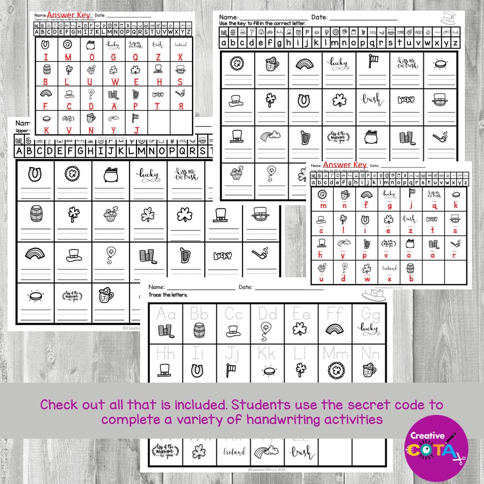 St. Patrick's Day Handwriting Secret Code Worksheets and Cryptogram ...