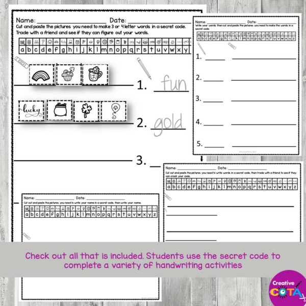 St. Patrick's Day Handwriting Secret Code Worksheets and Cryptogram ...