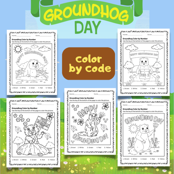 Groundhog Day color by number activity | February fun activity for PreK ...
