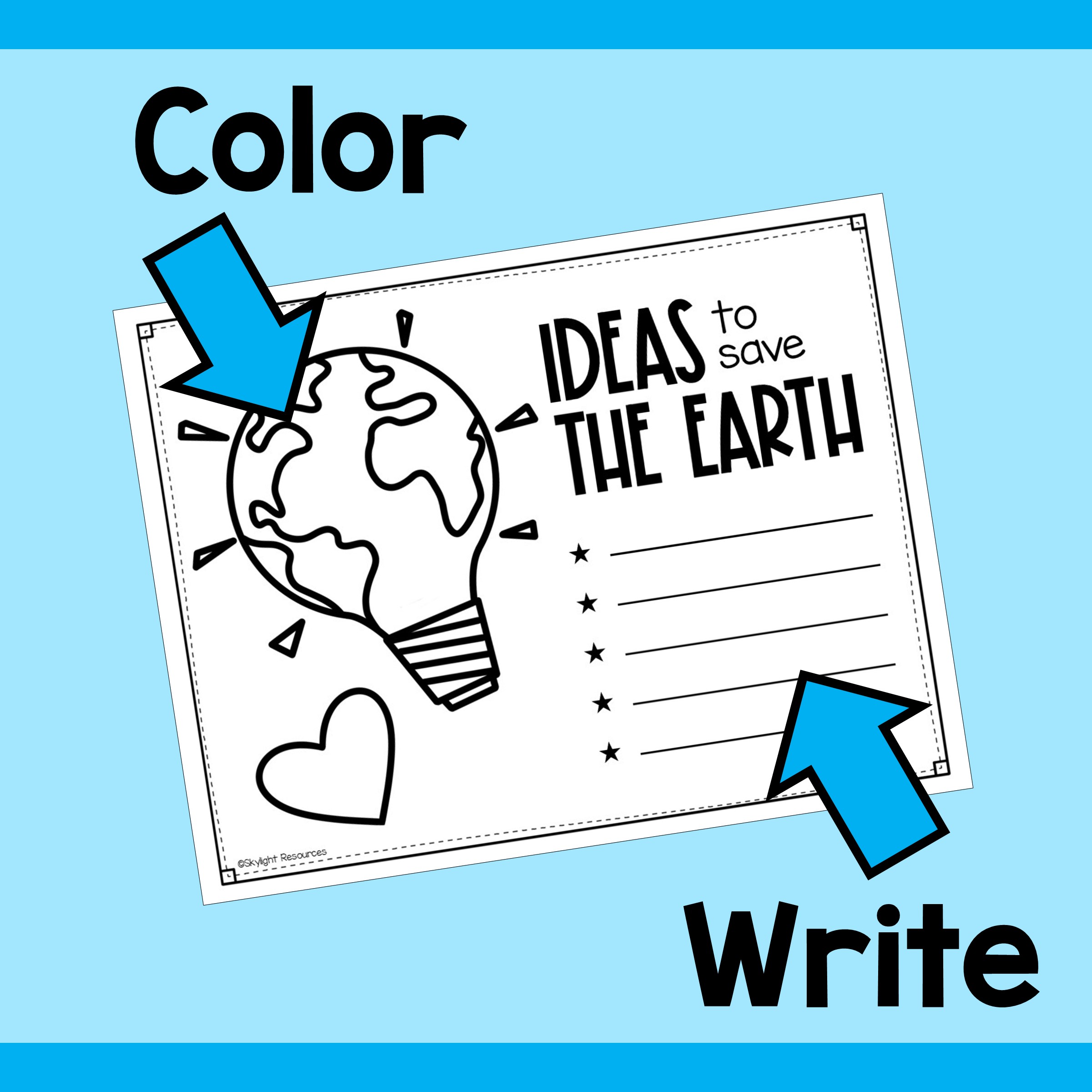 Earth Day Freebie | Ideas to Save the Earth Coloring and Writing Sheet ...