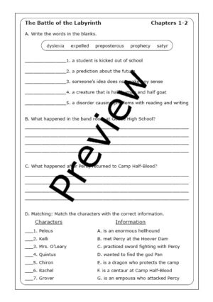 Rick Riordan "The Battle of the Labyrinth" worksheets | Made By Teachers