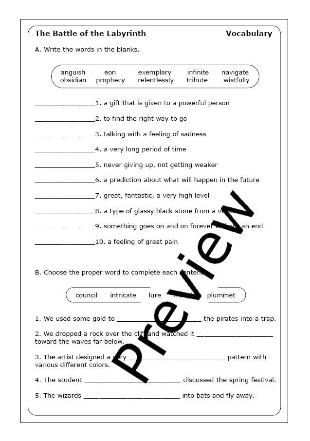 Rick Riordan "The Battle of the Labyrinth" worksheets | Made By Teachers