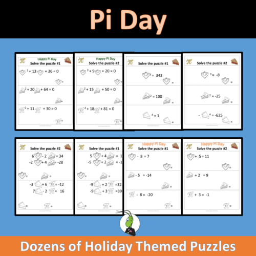 Pi Day Puzzles | Algebra | Integers | Logic | Exponents | Made By Teachers