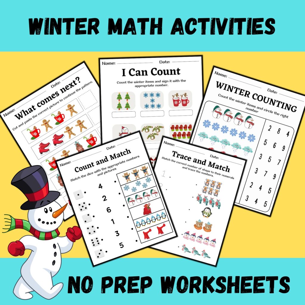 Winter Math Activities For Kindergarten | No Prep Worksheets | Made By ...