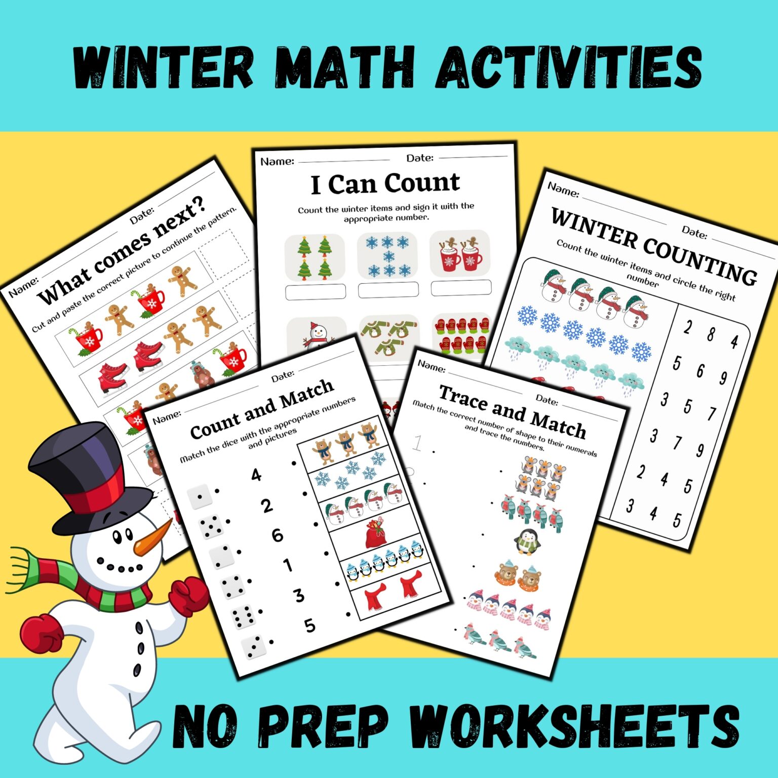Winter Math Activities For Kindergarten | No Prep Worksheets | Made By ...