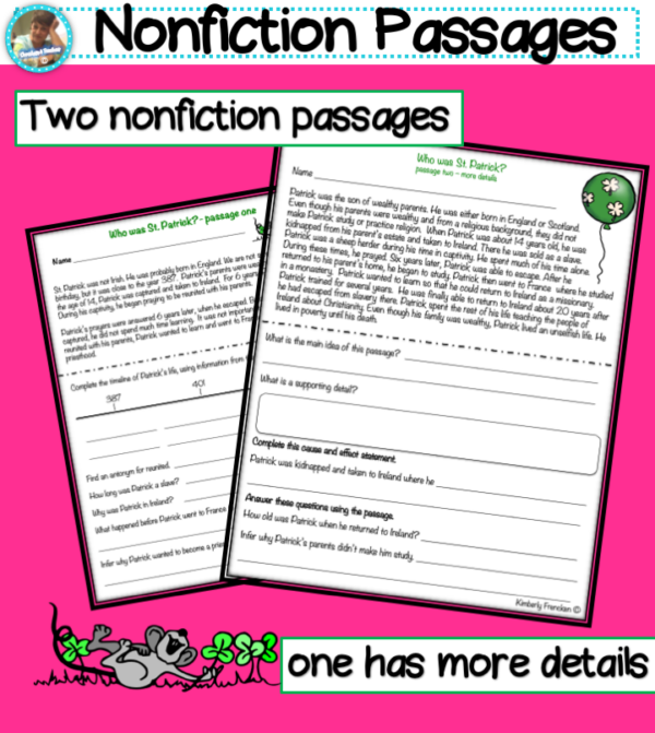 St. Patrick: Nonfiction Text Passages, Printables, & Semantic Gradient ...