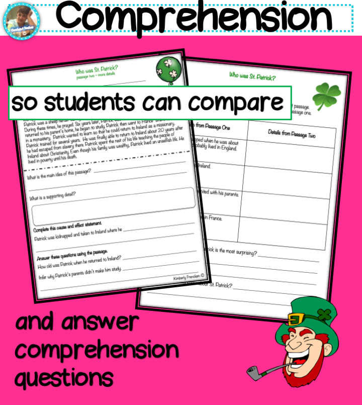 St. Patrick: Nonfiction Text Passages, Printables, & Semantic Gradient ...