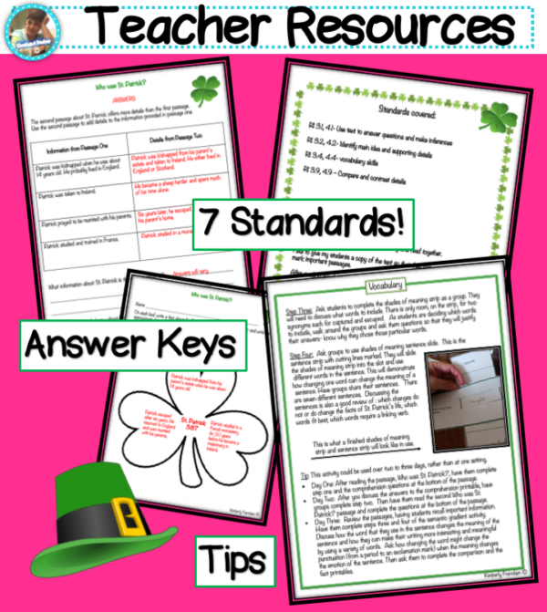 St. Patrick: Nonfiction Text Passages, Printables, & Semantic Gradient ...