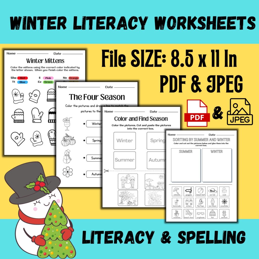 Winter Literacy Activities For Kindergarten | No Prep Worksheets | Made ...