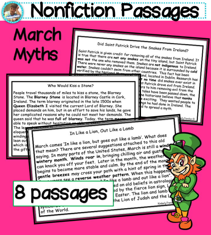 March Folktales and Legends Non-Fiction Passages and Task Cards | Made ...