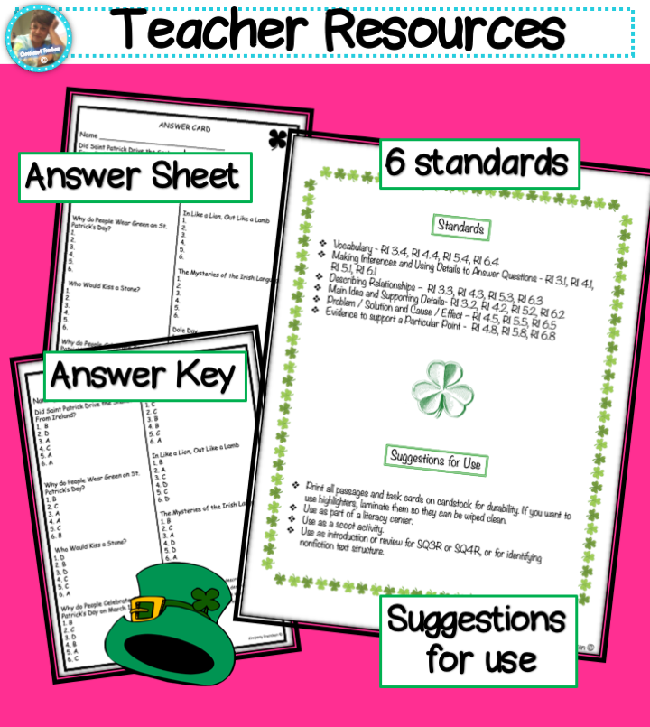 March Folktales and Legends Non-Fiction Passages and Task Cards | Made ...