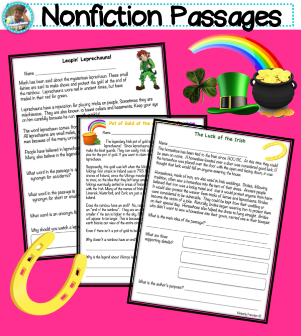 Irish Tall Tales Nonfiction Comprehension Passages & Reading Strategies ...