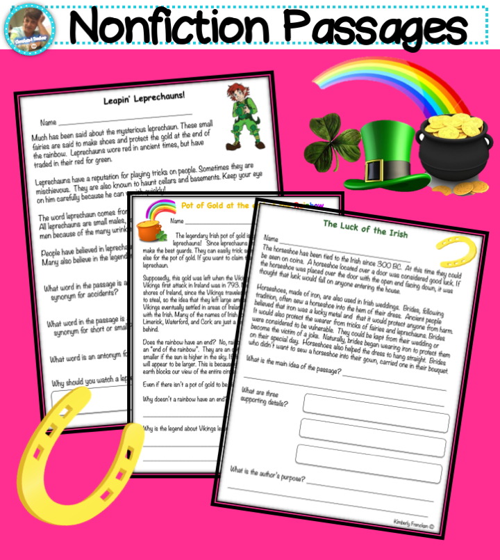 Irish Tall Tales Nonfiction Comprehension Passages & Reading Strategies ...