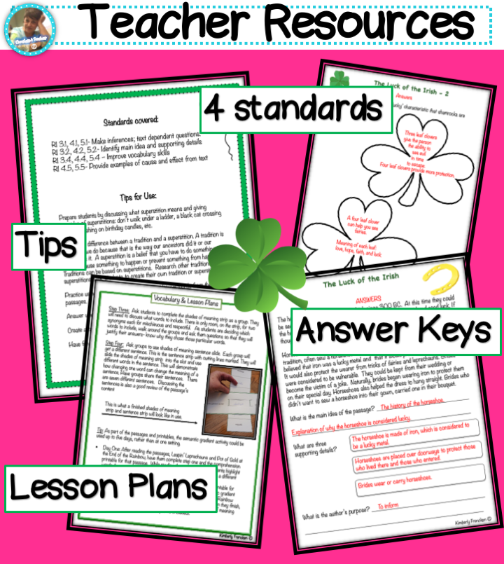 Irish Tall Tales Nonfiction Comprehension Passages & Reading Strategies ...