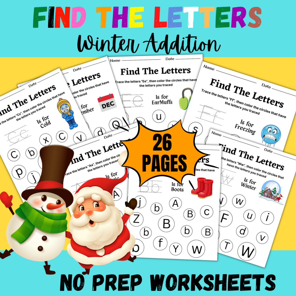 Find The Letter | Winter Alphabet Recognition Worksheets | February ...