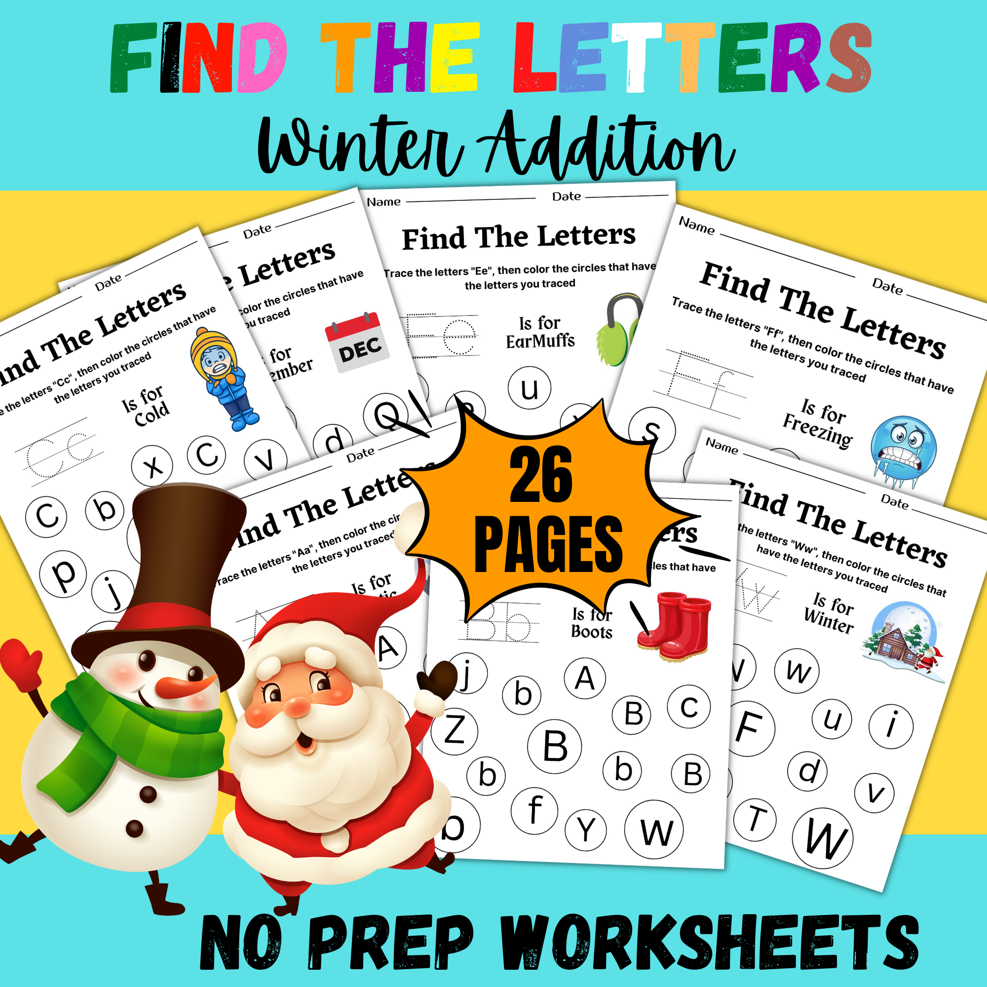 Find The Letter | Winter Alphabet Recognition Worksheets | February ...