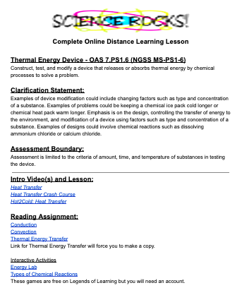 Complete Online Distance Learning Thermal Energy Device 7.PS1.6, MS-PS1 ...