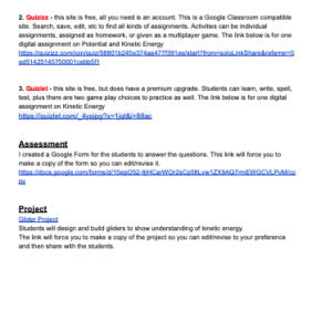 Complete Online Distance Learning Kinetic Energy 7.PS3.1, MS-PS3-1 ...