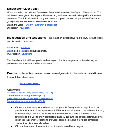 Complete Online Distance Learning Kinetic Energy Transfer 7.PS3.5, MS ...