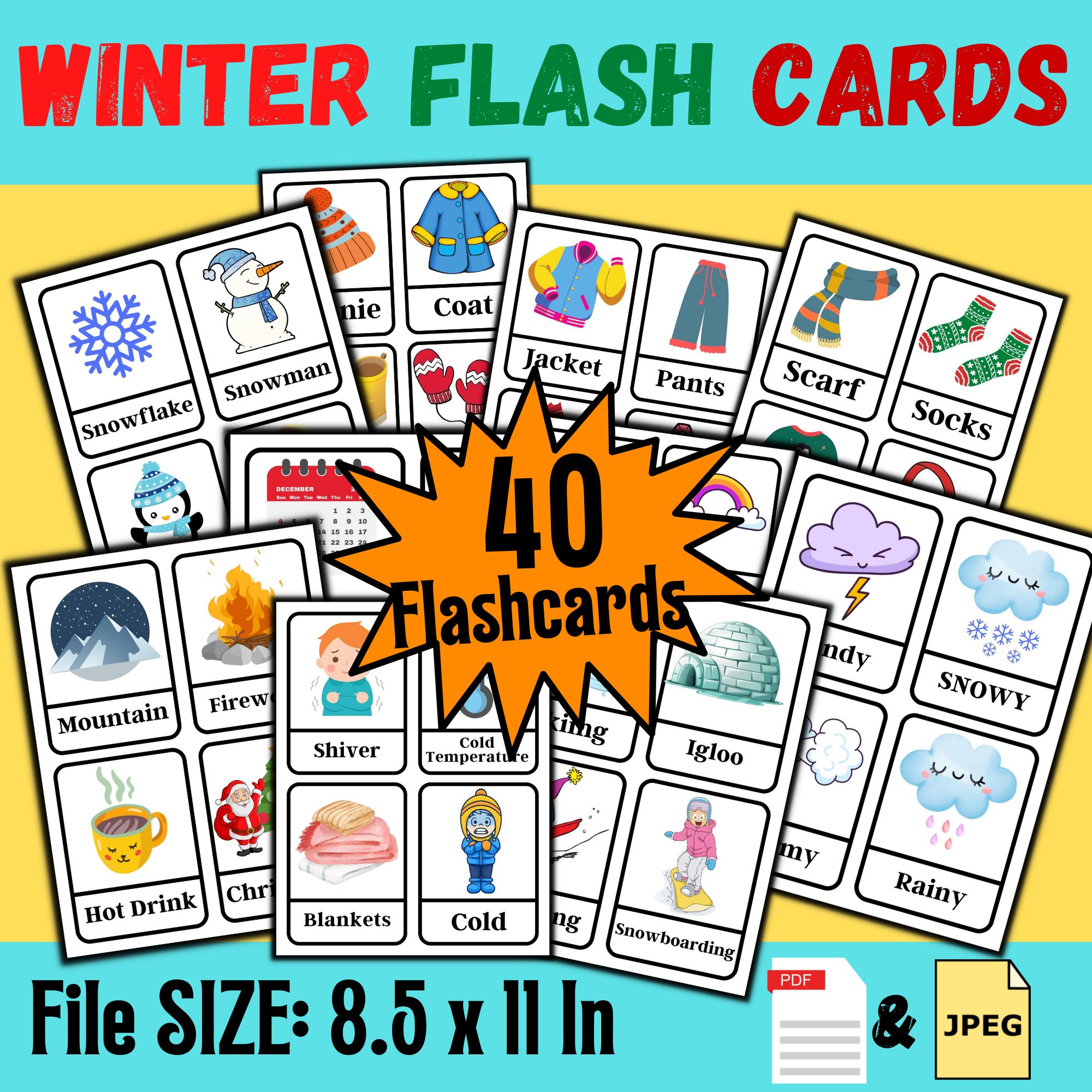 Winter Flashcards - Winter Vocabulary for Preschool, PreK and ...