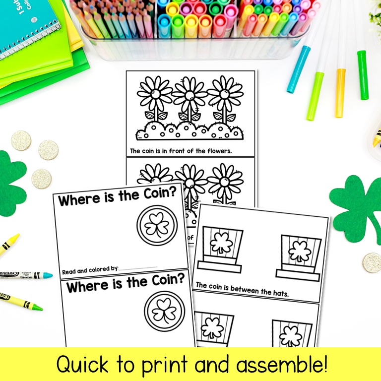 St. Patrick's Day Where is the Coin Positional Words Book for Preschool ...