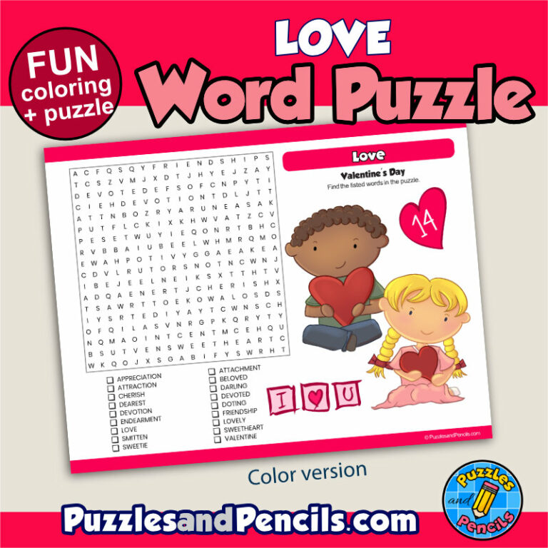 Love Word Search Puzzle Activity | Valentine's Day Wordsearch | Made By ...