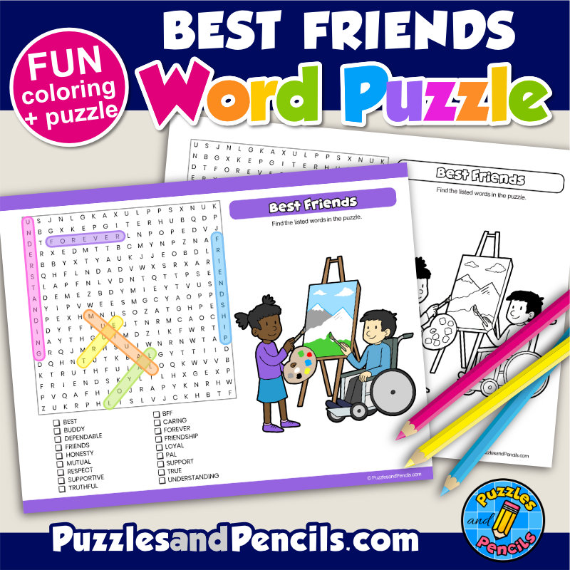First Day of School Word Search Puzzle with Coloring | Back to School ...