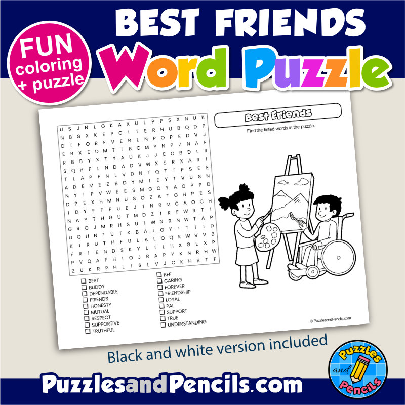 Best Friends Word Search Puzzle Activity | Valentine's Day Wordsearch ...
