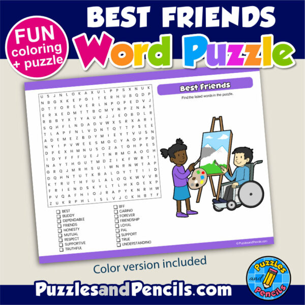 Best Friends Word Search Puzzle Activity | Valentine's Day Wordsearch ...