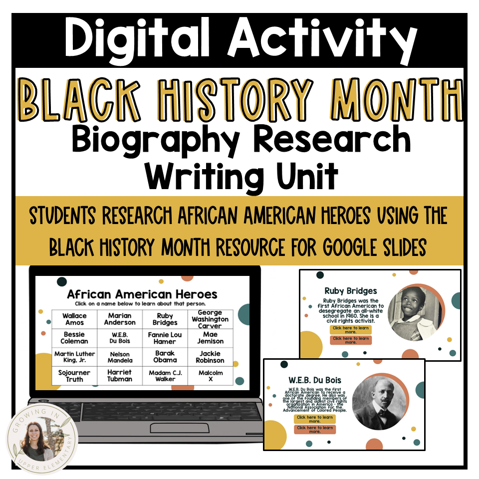 Black History Month Research Digital Activity + Biography Writing Unit ...
