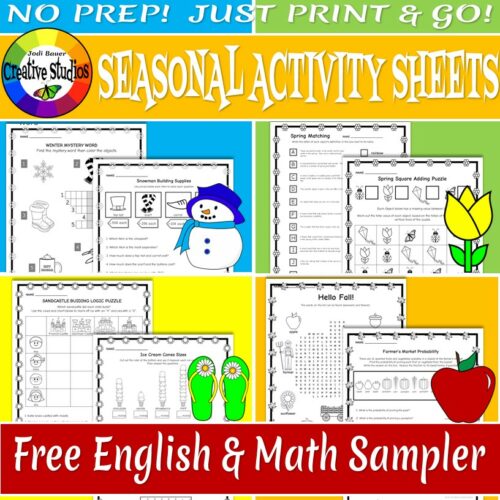 Seasonal Activity Sheets NO PREP! Free Sample | Made By Teachers