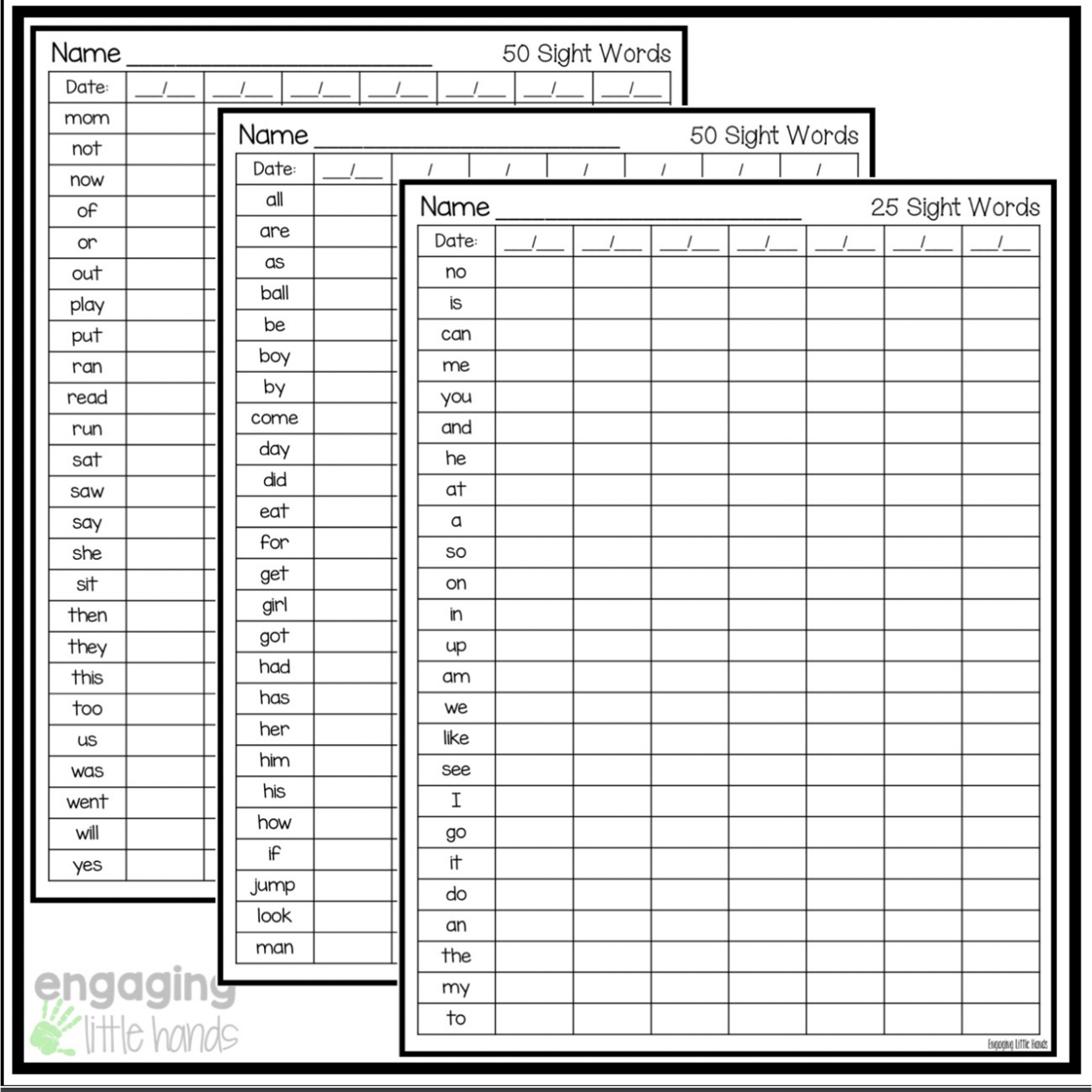 Track and Assess 25 & 50 Sight Words | Made By Teachers
