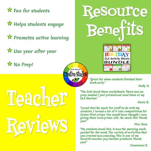 Holiday ELA Activity Sheets BUNDLE! | Made By Teachers