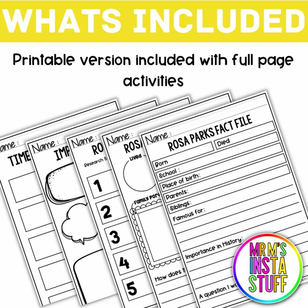 Rosa Parks Flipbook Research Biography Unit Black History Month | Made ...