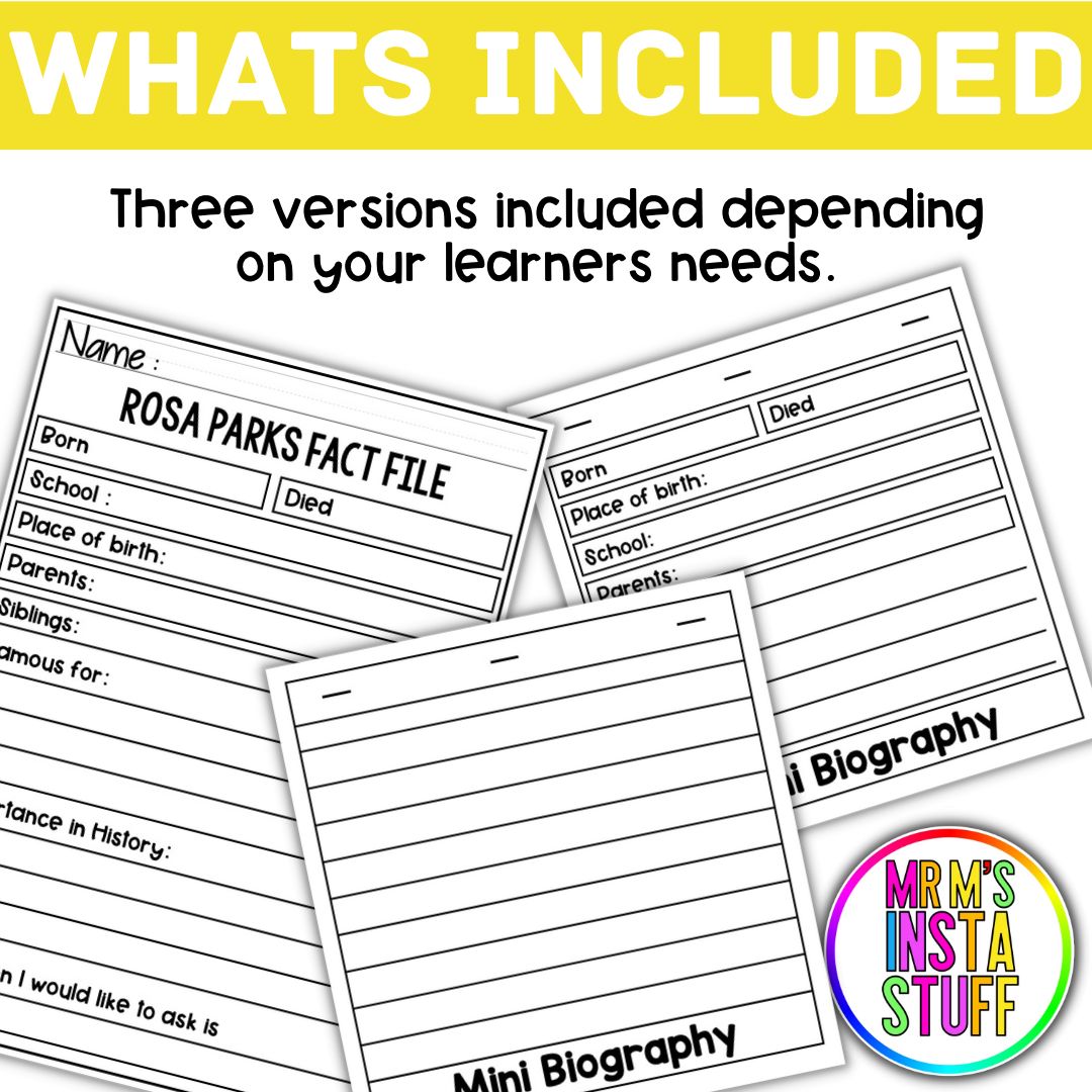 Rosa Parks Flipbook Research Biography Unit Black History Month | Made ...