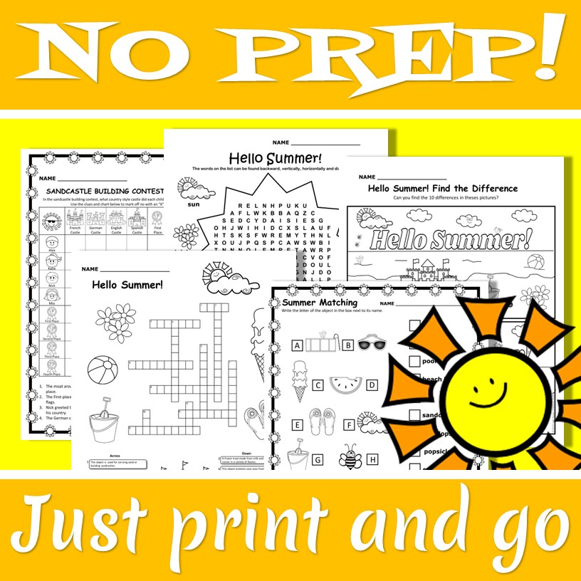 Hello Summer! English Activity Sheets - No Prep! | Made By Teachers