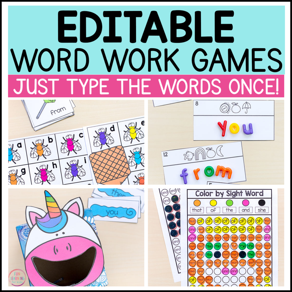 Sight Word Games, Centers and Activities - Editable Word Work with Auto ...