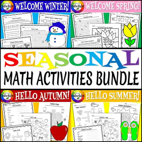 Seasonal Math Activity Sheets BUNDLE! | Made By Teachers