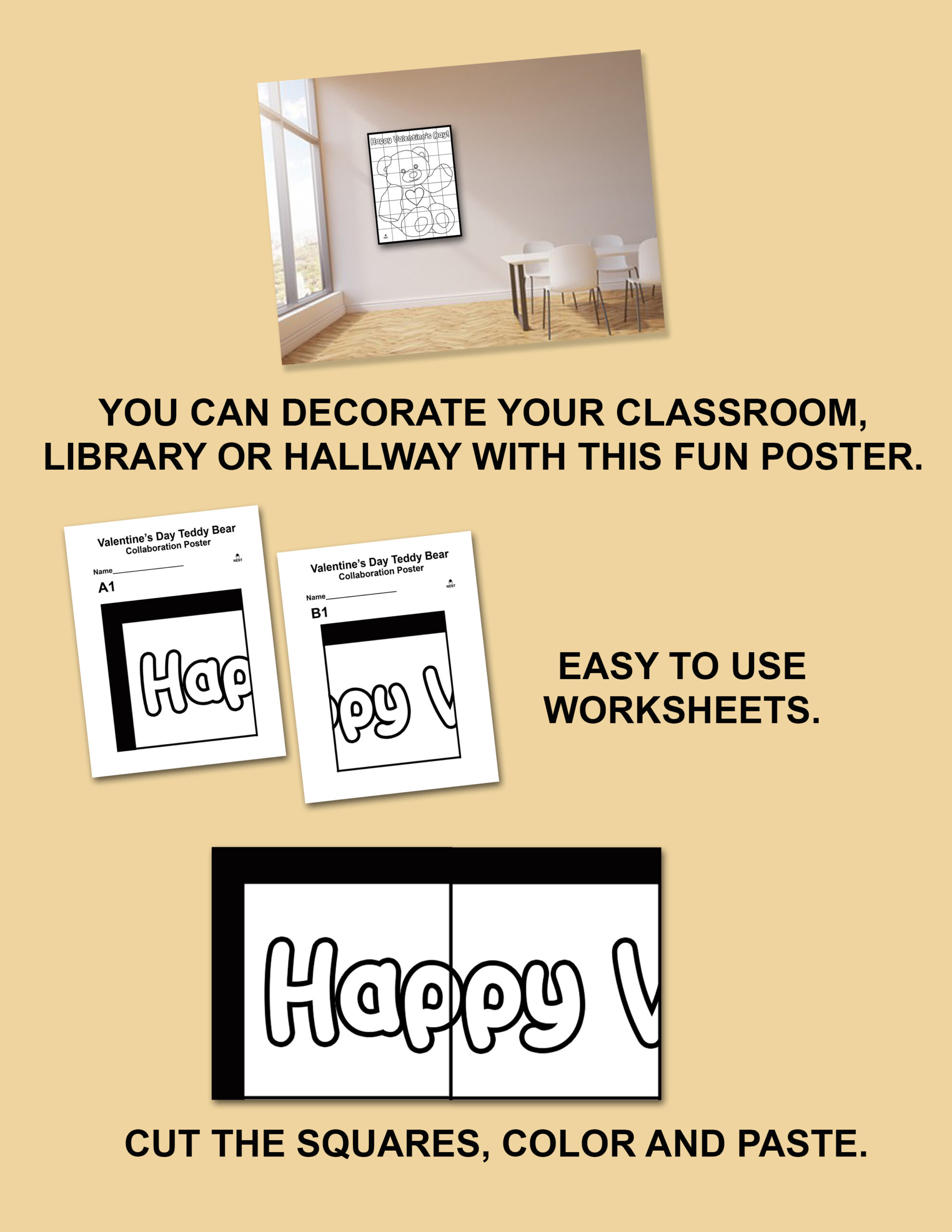 Valentine's Day Teddy Bear Collaboration Poster | Made By Teachers